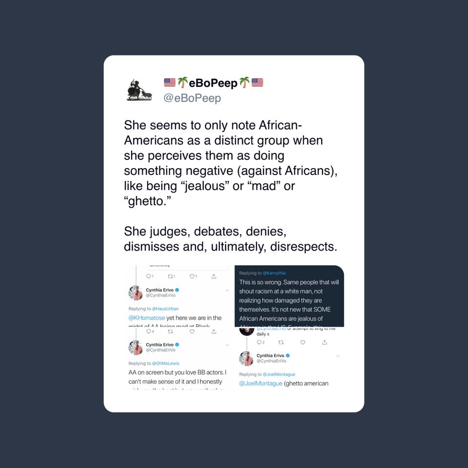 Cynthia Erivo's Ignorant Tweets about Black Americans Are Still Causing ...