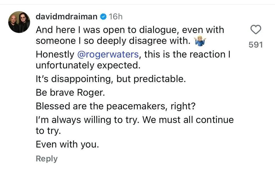 Roger Waters Calls David Draiman “Nazi Pig” In Open Letter To Billy ...