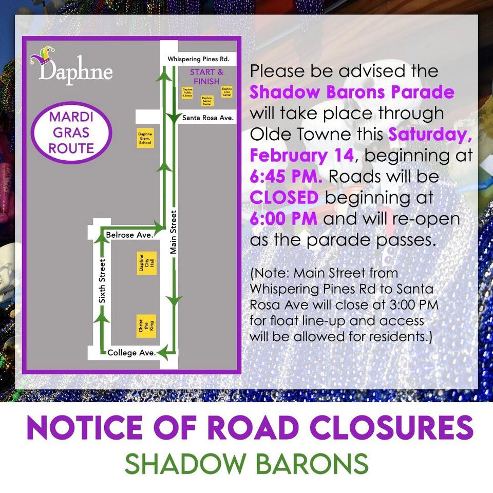 Shadow Barons Parade Road Closure Notice - NewsBreak