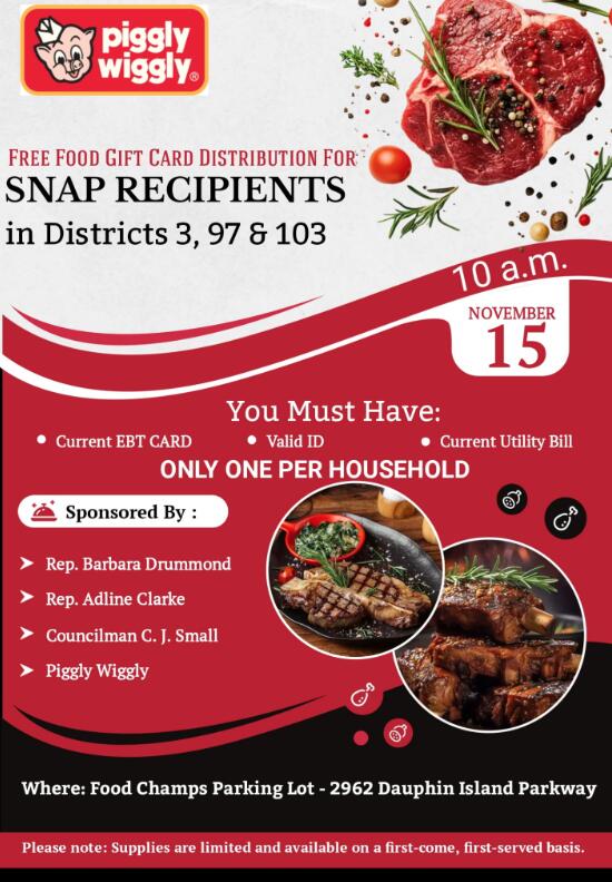 Free food gift cards for SNAP recipients in House Dists. 97, 103 ...