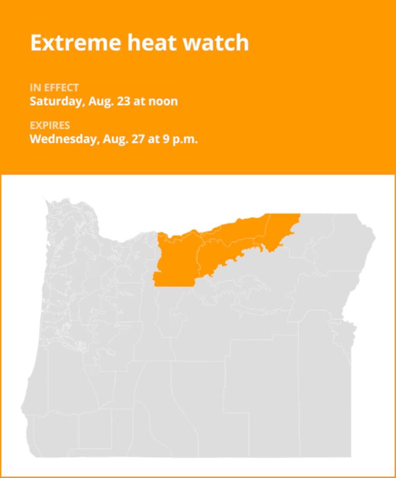 Extreme heat watch affecting Oregon from Saturday to Wednesday - NewsBreak