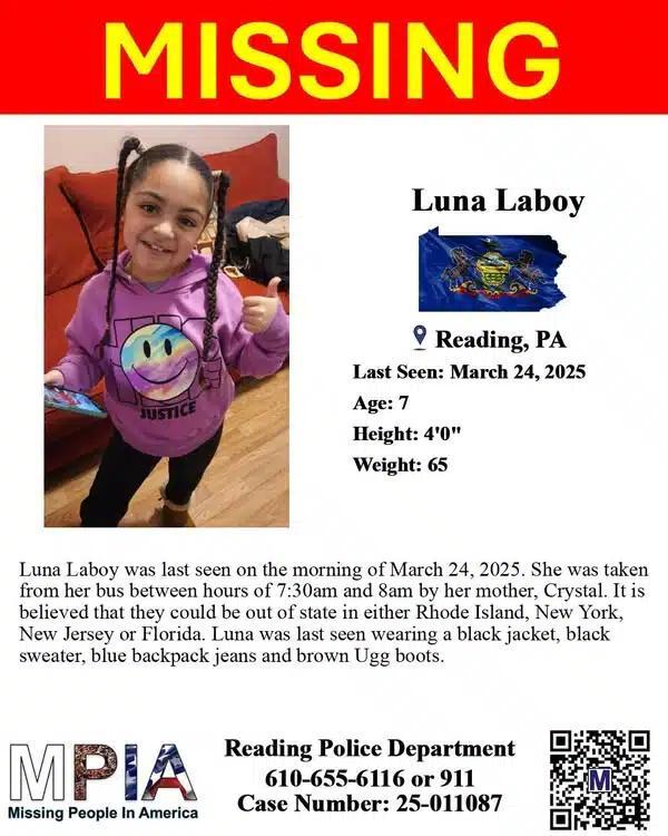 Urgent: 7-Year-Old Girl Missing from Reading, PA - NewsBreak