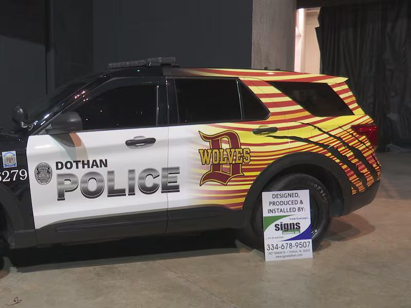 New patrol car for the Dothan Police Department shows off Wolves spirit