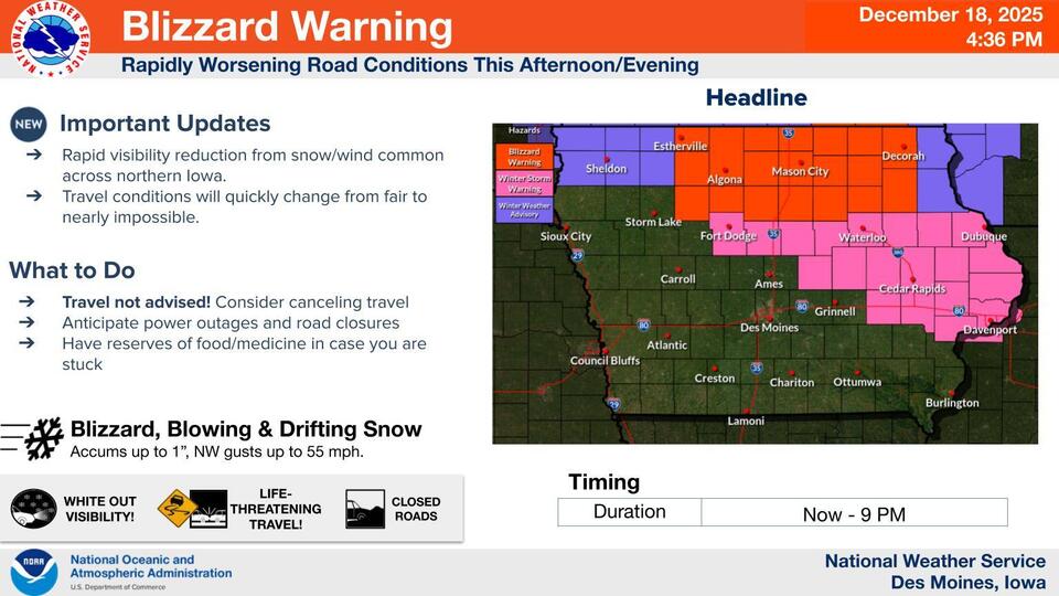 Blizzard Warning Issued for Parts of Iowa Through This Evening - NewsBreak
