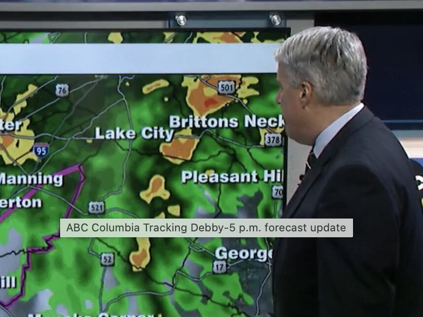 ABC Columbia Tracking Debby-5 p.m. forecast update