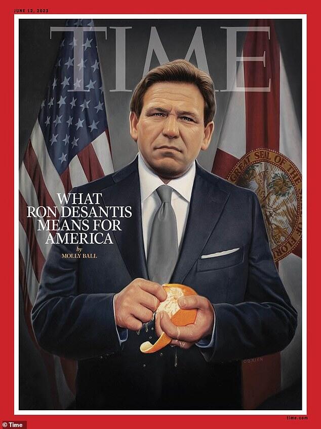 Ron DeSantis' first Time cover depicts him eating an ORANGE in apparent ...