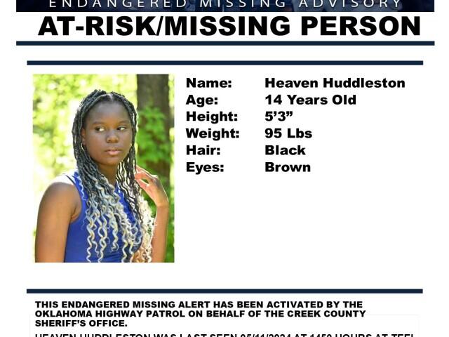 Endangered Missing Advisory: OHP issues EMA for 14-year-old in Creek County
