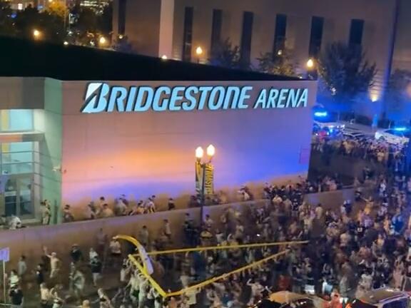 Vanderbilt students carrying goal post in town after beating Alabama.