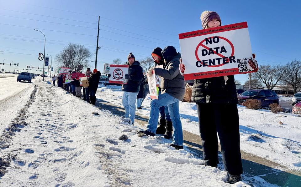 Dozens brave cold to protest data centers - NewsBreak
