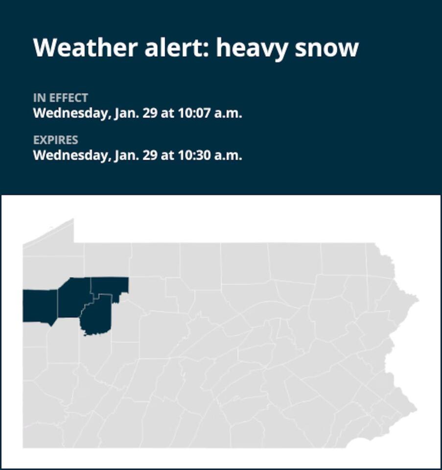 Be prepared for heavy snow in part of Pennsylvania Wednesday morning ...