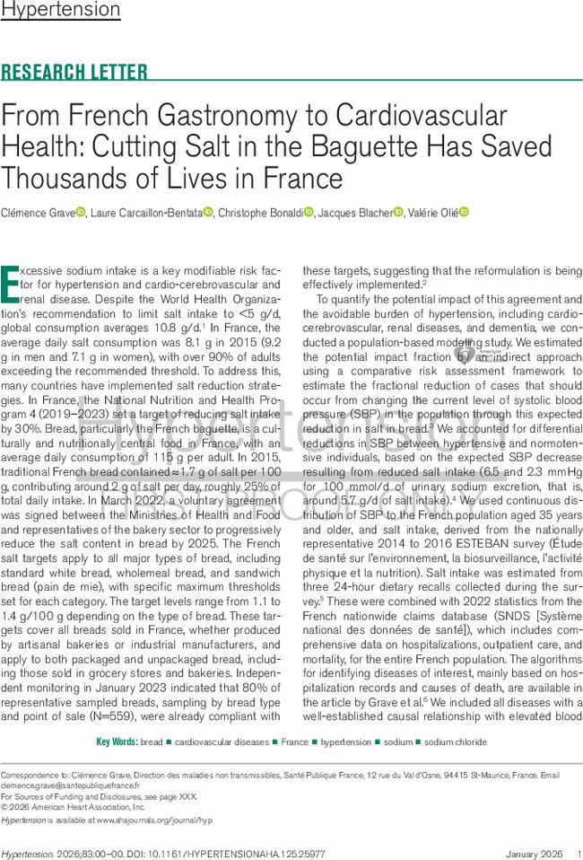 From French Gastronomy to Cardiovascular Health: Cutting Salt in the ...