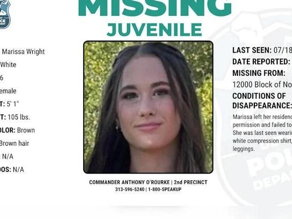 Detroit Police Seek Public's Aid in Locating Missing 15-Year-Old Marissa Wright from Northlawn ...