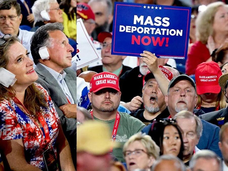 ‘Mass deportation’ signs waved at RNC after JD Vance’s wife talks about ...