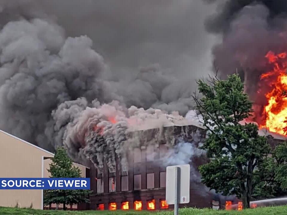 Officials investigating massive fire at old Decker school