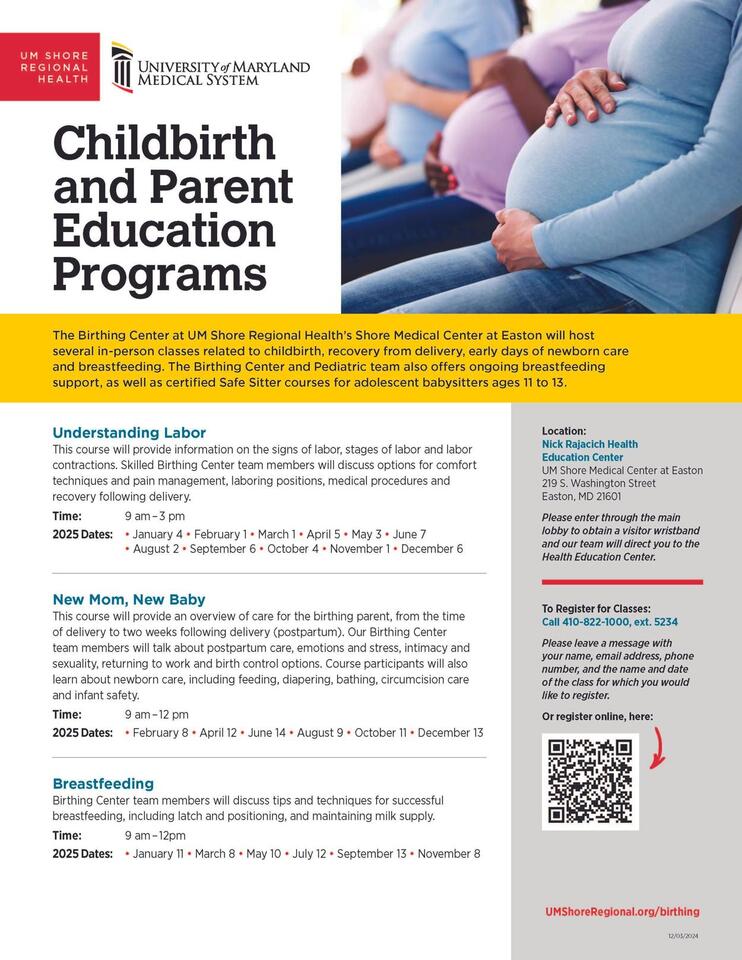 UM Shore Regional Health Announces 2025 Childbirth and Parent Education ...