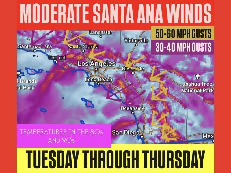 Santa Ana Winds Set to Roar Across Southern California With 60 MPH ...