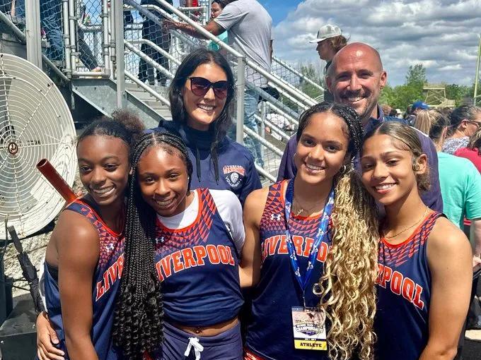 Liverpool girls track 4×100 relay team sets sectional record at state meet