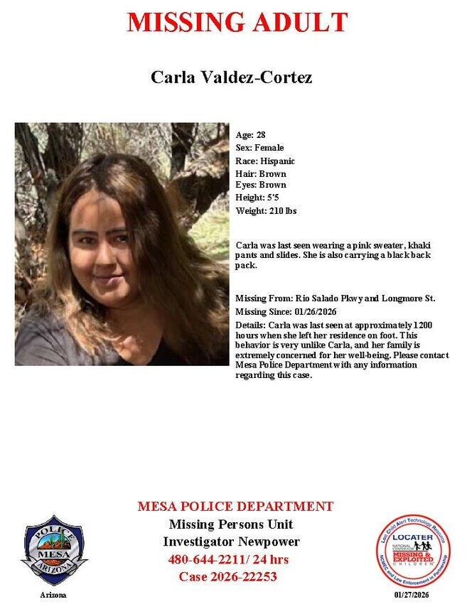 Carla Valdez-Cortez, 28, missing from Mesa, police say - NewsBreak