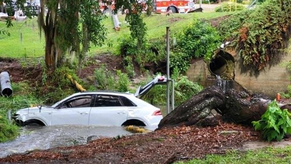 Car lands in pond at Florence park following crash - NewsBreak