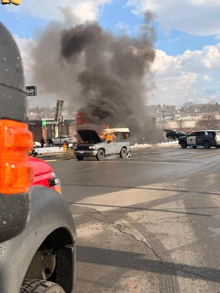 Pickup truck goes up in flames in Fitchburg - NewsBreak