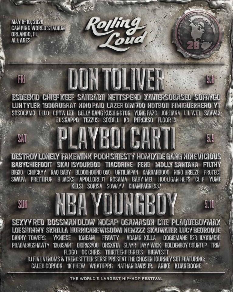 Rolling Loud Announces Orlando Lineup for 2026 With Playboi Carti ...