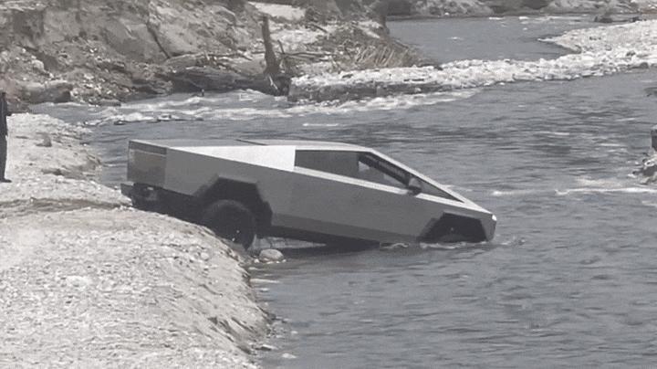 Cybertruck Stuck On Ping Pong Mode In Flowing River - NewsBreak
