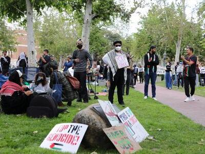 Gaza protests grow at US colleges, thousands demonstrate in Brooklyn