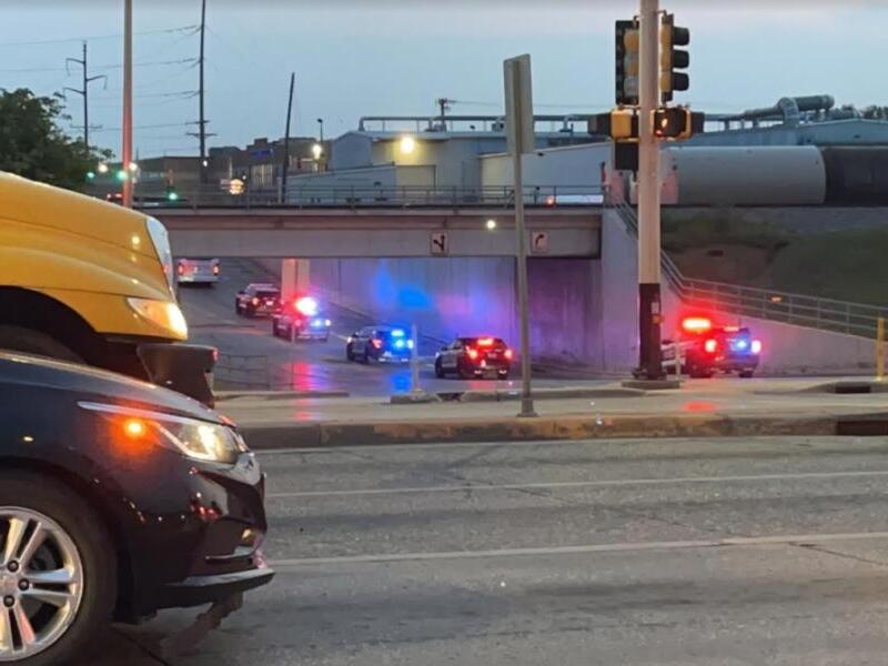 Police procession for officer Jake Wallin to Pequot Lakes in progress