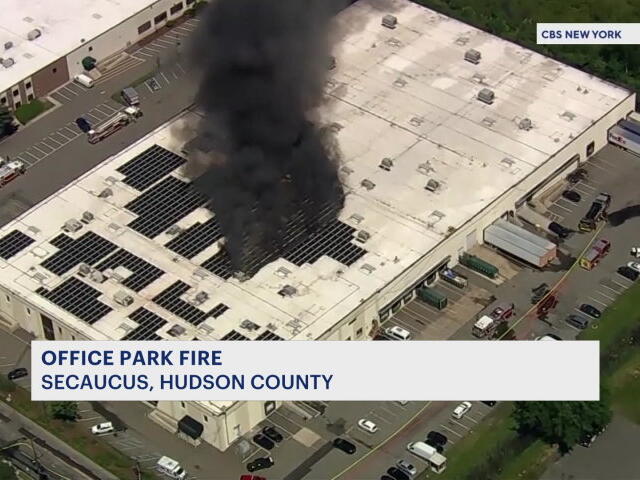 Fire at commercial building in Secaucus sends plumes of smoke into the air