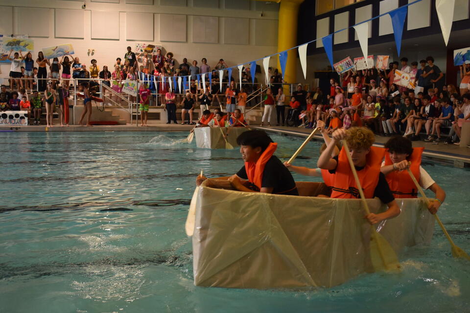 Ready, set, go: PMS students paddle their cardboard designs during ...