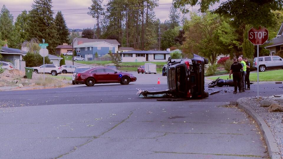 Driver, motorcyclist hospitalized following crash in North Spokane ...