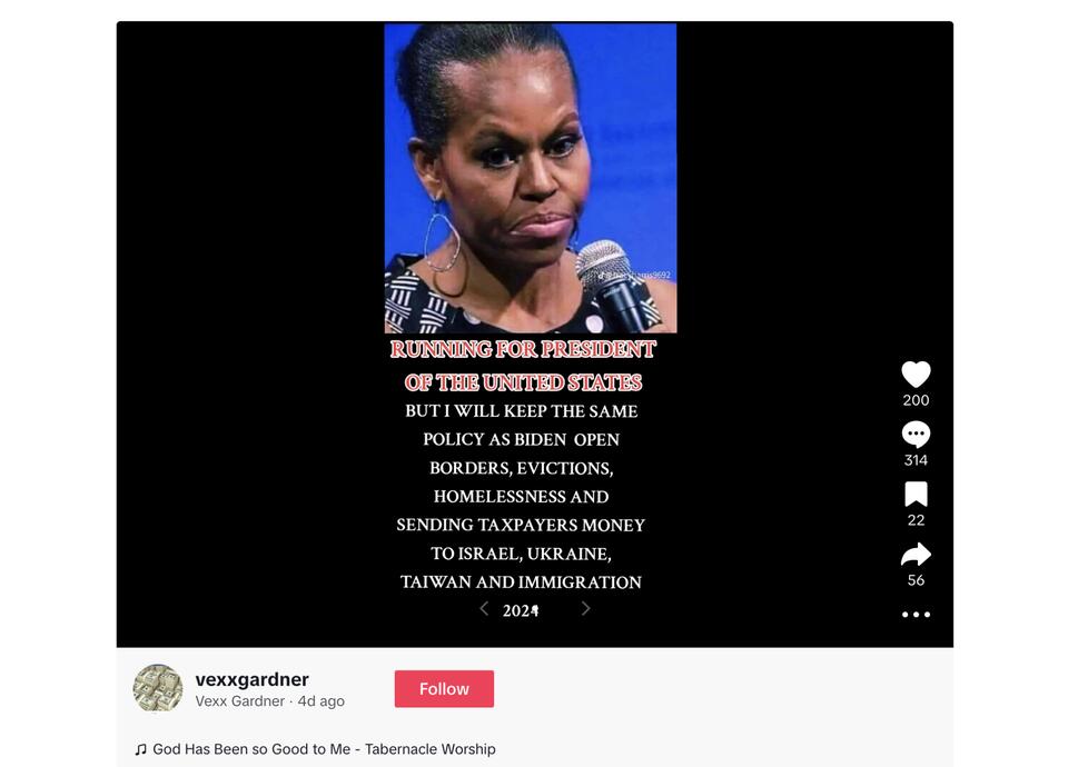 FACT CHECK: TikTok Video Falsely Claims Michelle Obama Is Running For ...