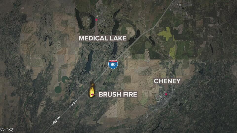 Firefighters responding to brush fire at westbound I-90 near Cheney ...