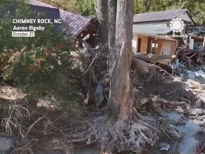 A look at some of the damage that remains in Chimney Rock, North ...