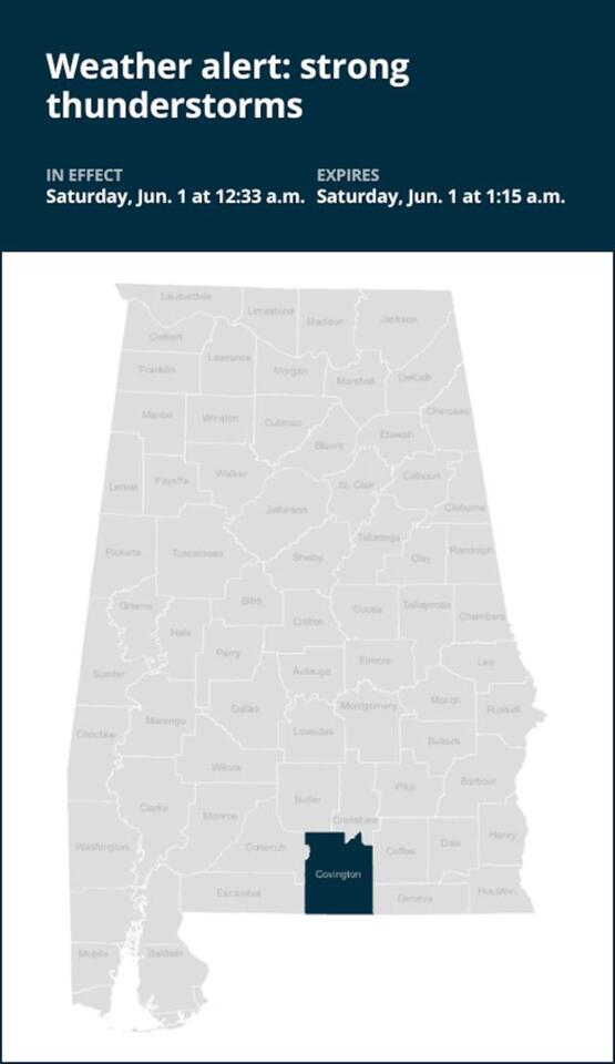 Update: Weather alert issued for strong thunderstorms in Covington ...