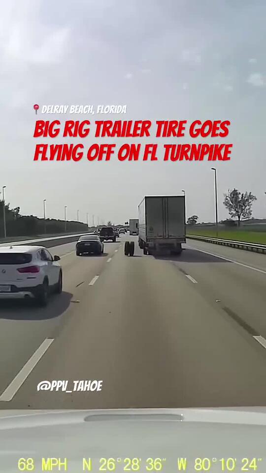 Big rig tire comes flying off trailer on Florida Turnpike - NewsBreak