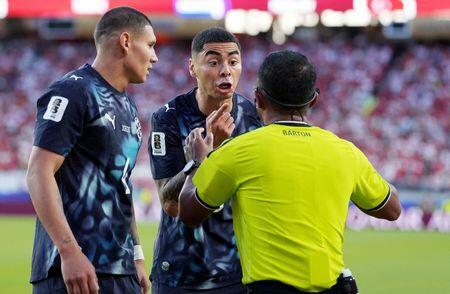Soccer-Paraguay's Almiron sent off for covering his mouth with his hand ...