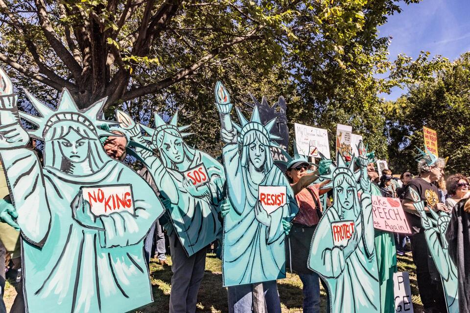 Boston's 'No Kings' signs, costumes send a message to Washington, D.C ...