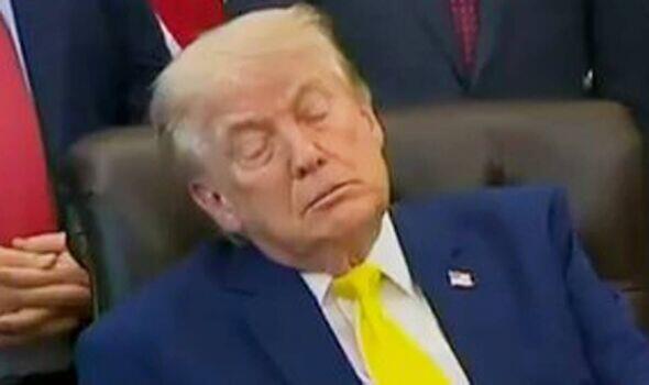 Donald Trump 'falls asleep' during Oval Office press briefing amid ...