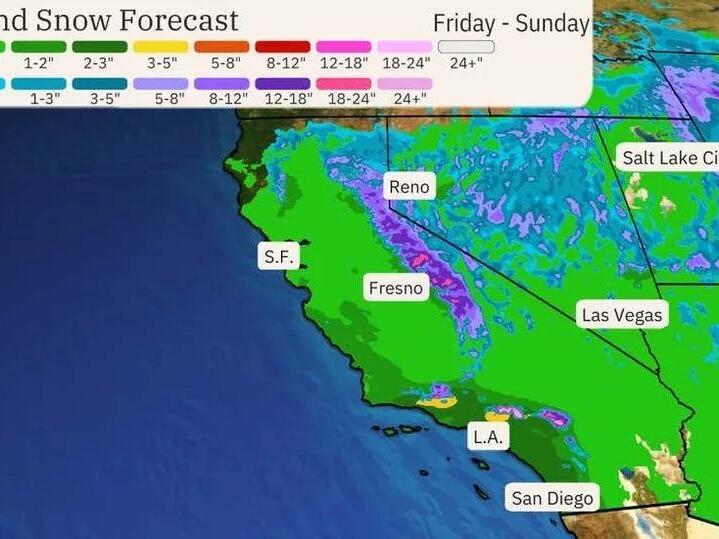Map shows 'potent' California storm set to pummel state with rain and ...