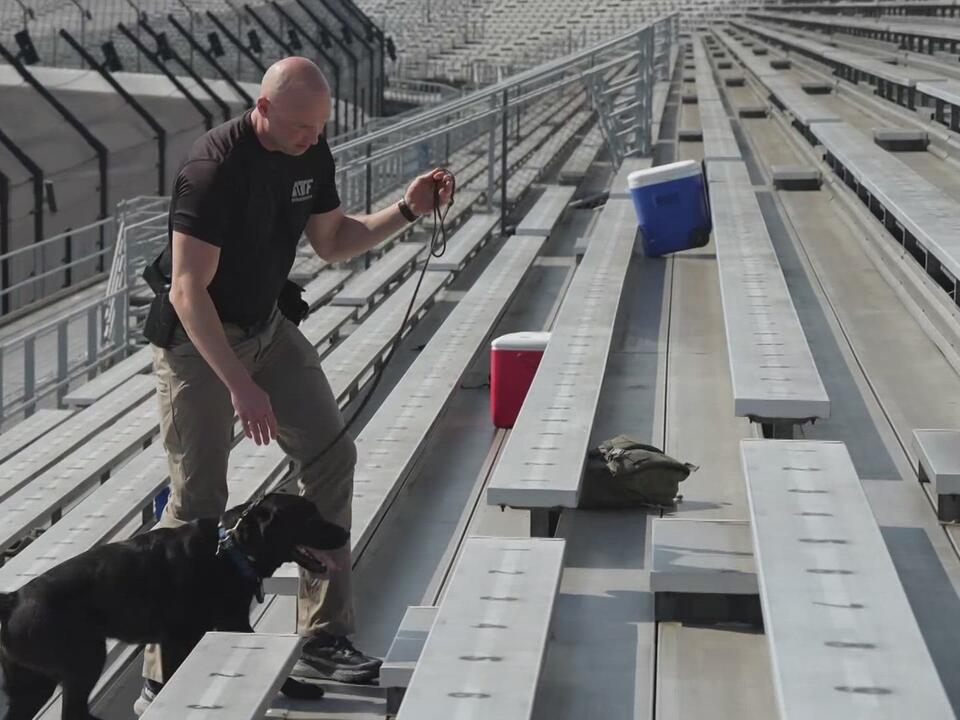 K-9 teams in training to sniff out explosives during this year's Indy 500