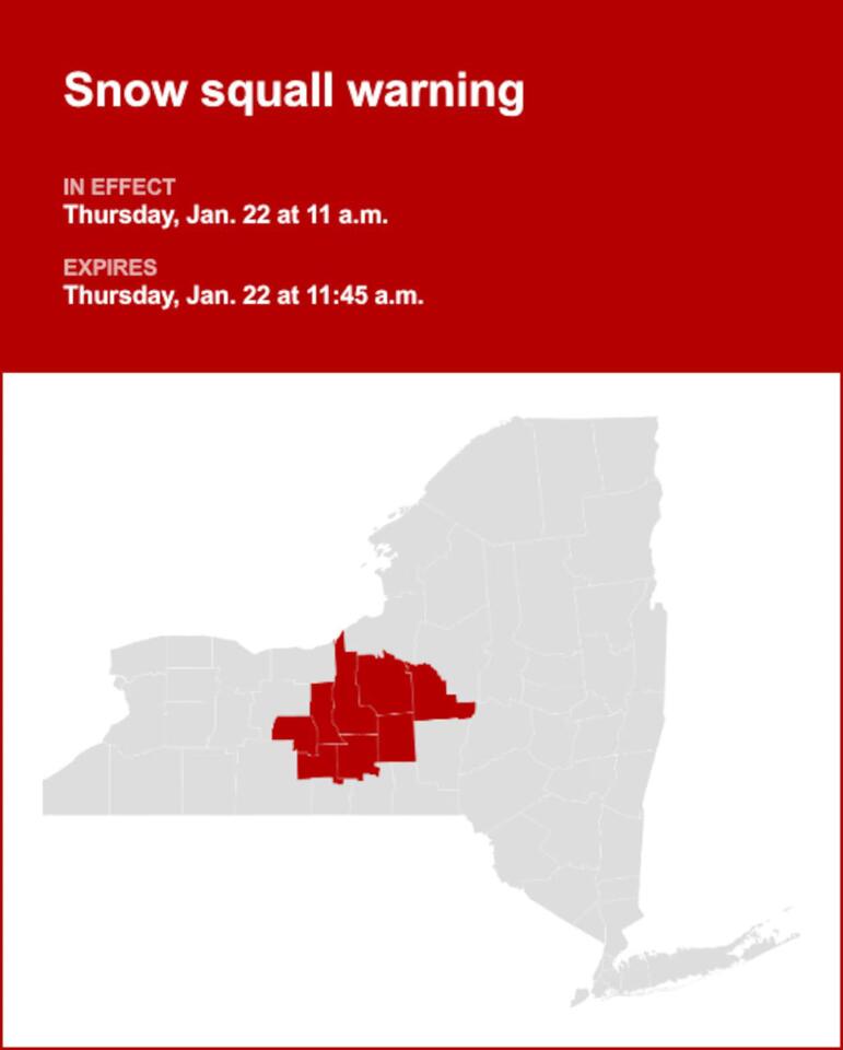 NY weather: part of New York placed under a snow squall warning ...