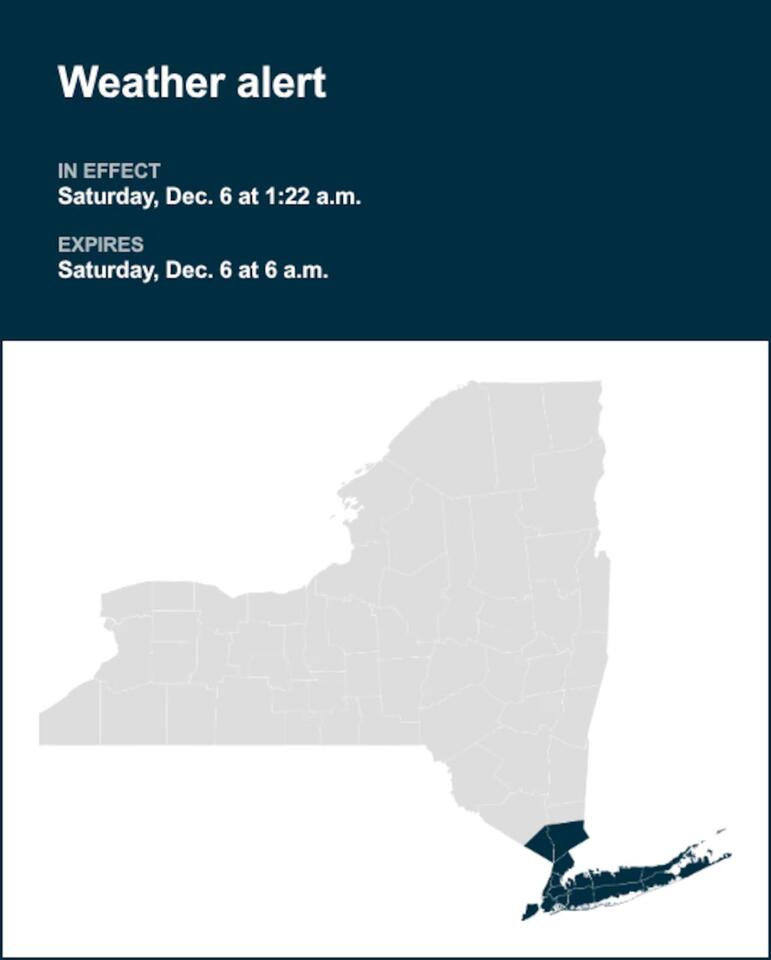 NY weather: Weather alert issued for part of New York until Saturday ...