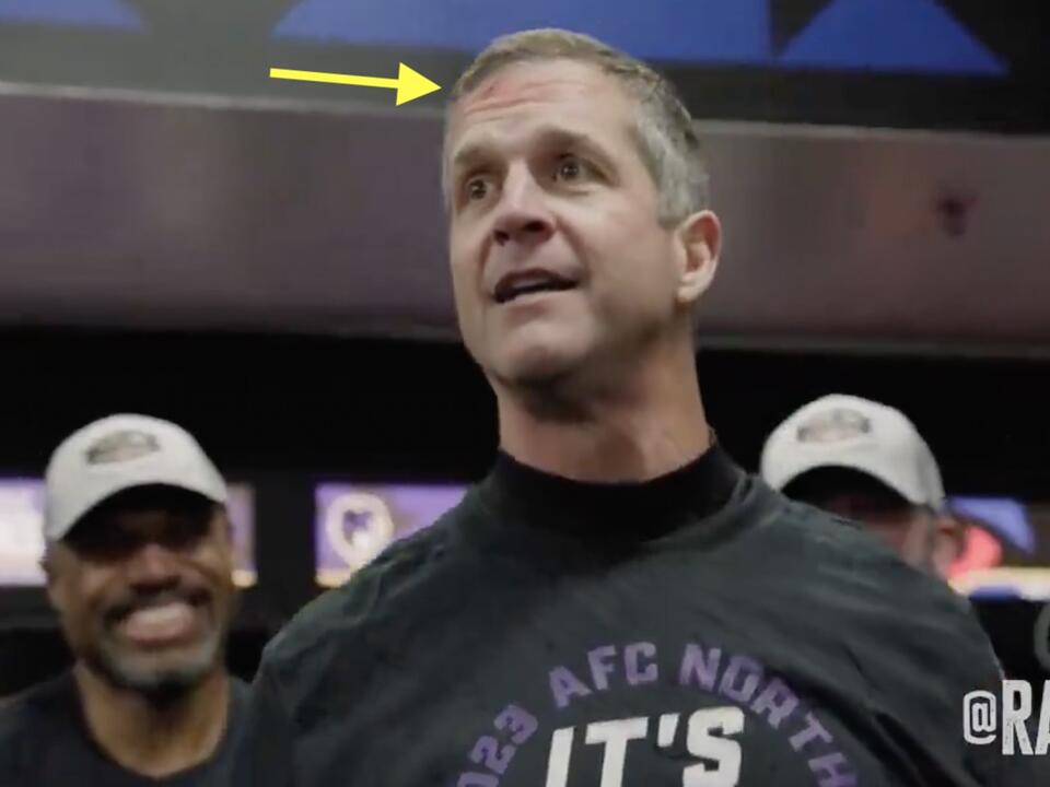John Harbaugh went viral for bloody move during locker room speech