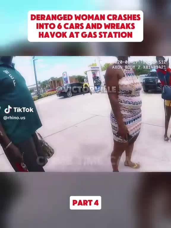 Deranged woman crashed into multiple cars and gas station part 4 ...