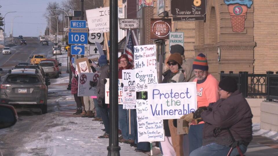 Protesters gather in downtown Pelican Rapids after ICE activity in area ...