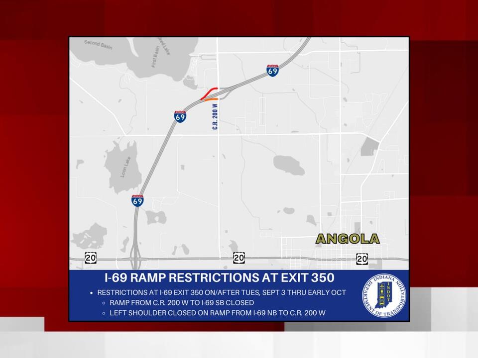 I-69 to have ramp restrictions at Exit 350 in Steuben County, INDOT says