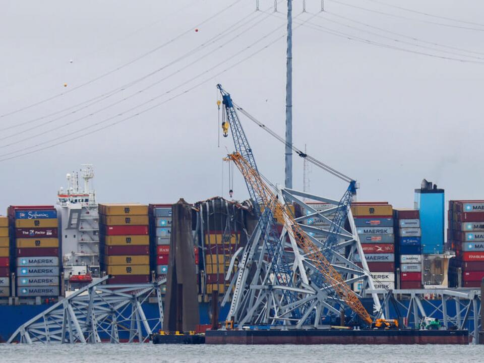 First ship passes through temporary channel in Baltimore bridge wreck