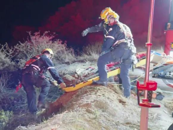 Driver Rescued After Vehicle Veers Off Roadway Into Steep Canyon ... Driver Rescued After Vehicle Veers Off Roadway Into Steep Canyon ...