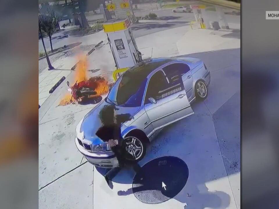 Gas station catches fire in California after hot motorcycle engine ...